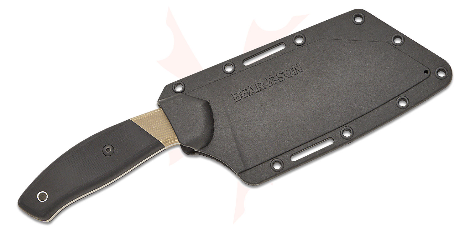 Bear & Son Professional Chopping Knife Fixed Blade 5" Sandvik 14C28N Stonewashed Cleaver Blade ...