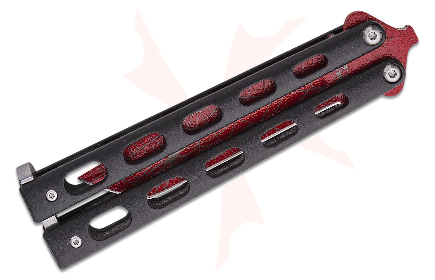 Bear & Son 5" Armor Piercing Butterfly, Red Widow Tanto Blade, Black ...