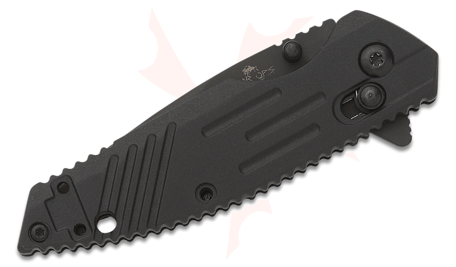 Bear OPS Mini Rancor IX Slide Lock Flipper Knife 2.36" D2 Black Serrated Drop Point Blade, Black ...