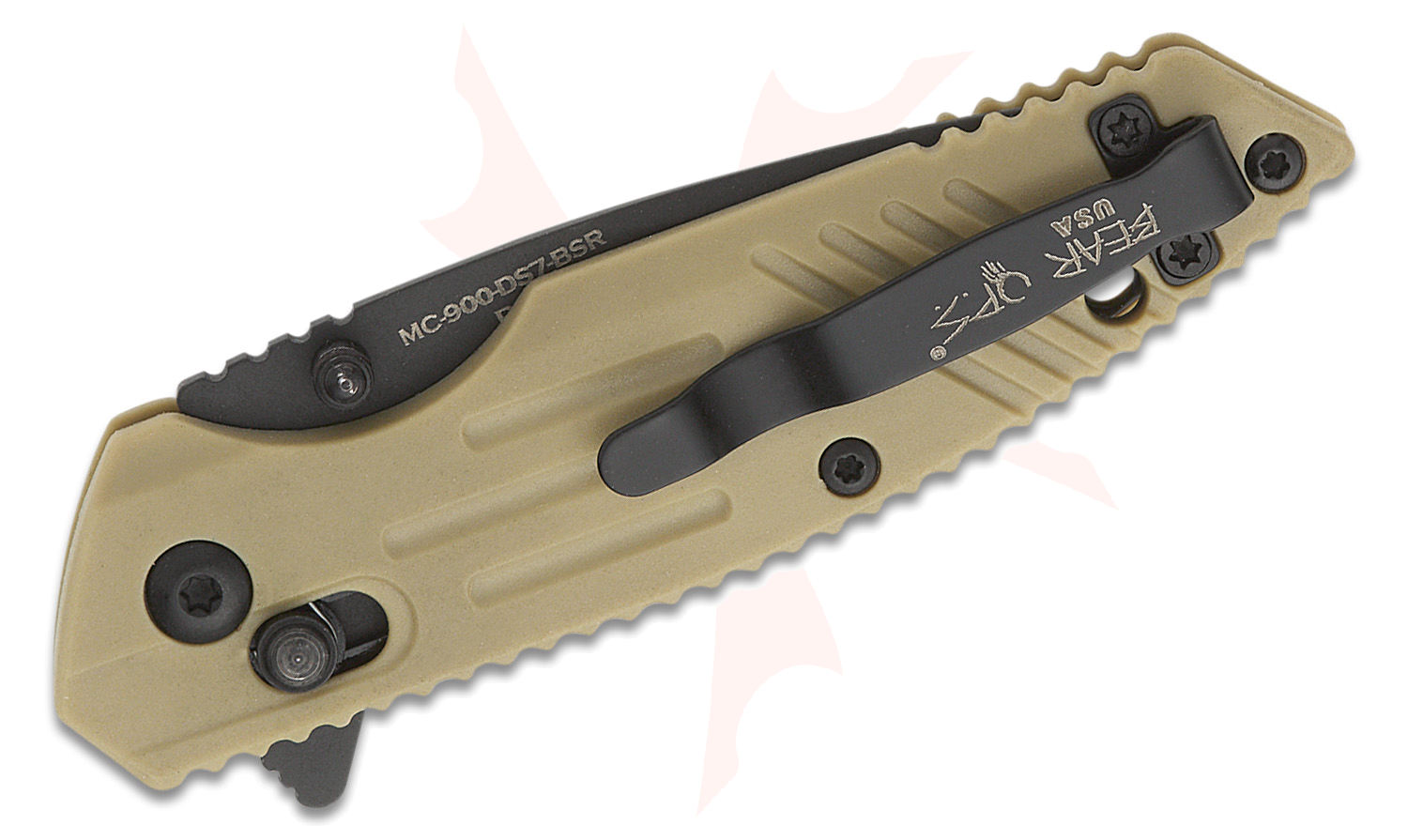 Bear OPS Mini Rancor IX Slide Lock Flipper Knife 2.36" D2 Black Serrated Drop Point Blade ...