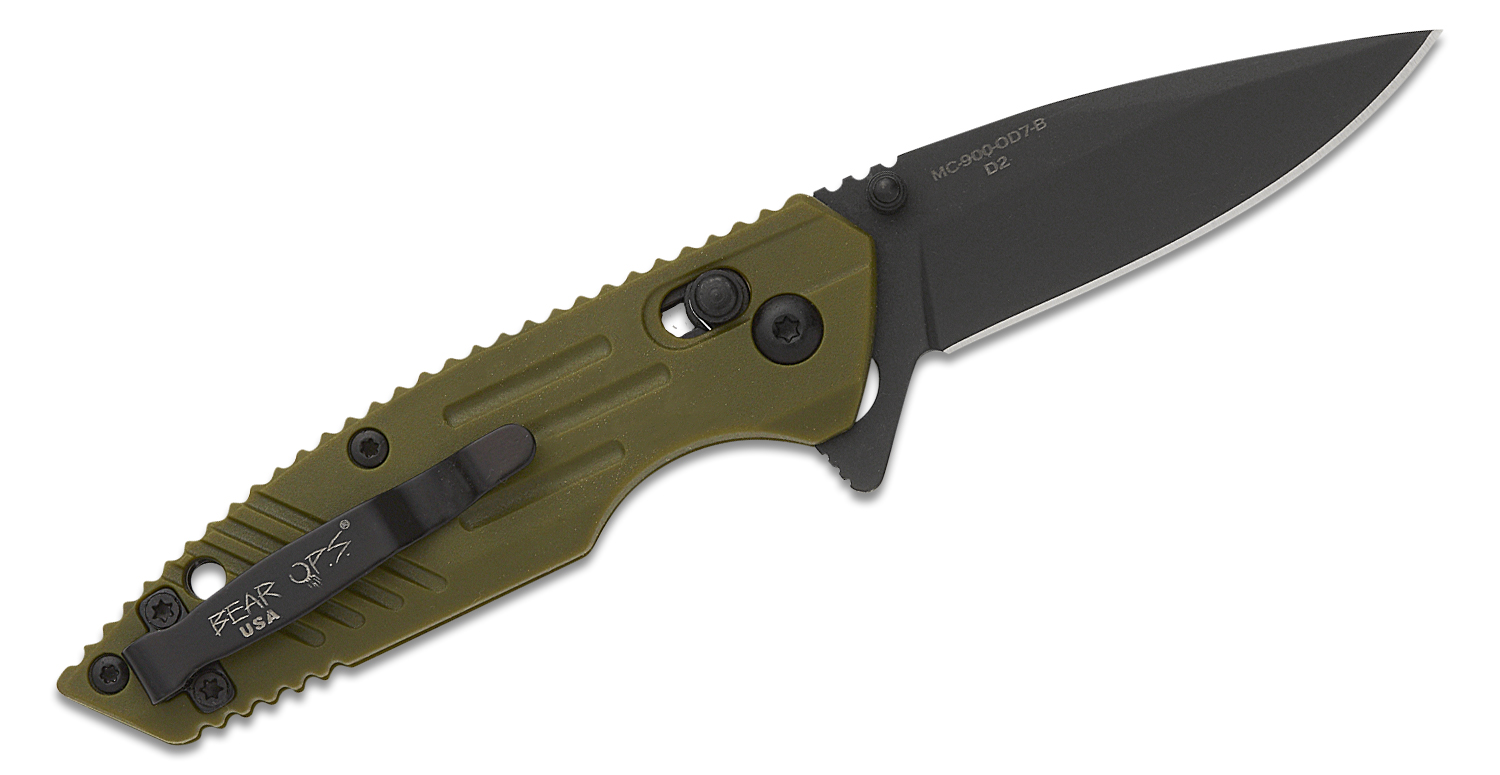 Bear OPS Mini Rancor IX Slide Lock Flipper Knife 2.36" D2 Black Drop ...