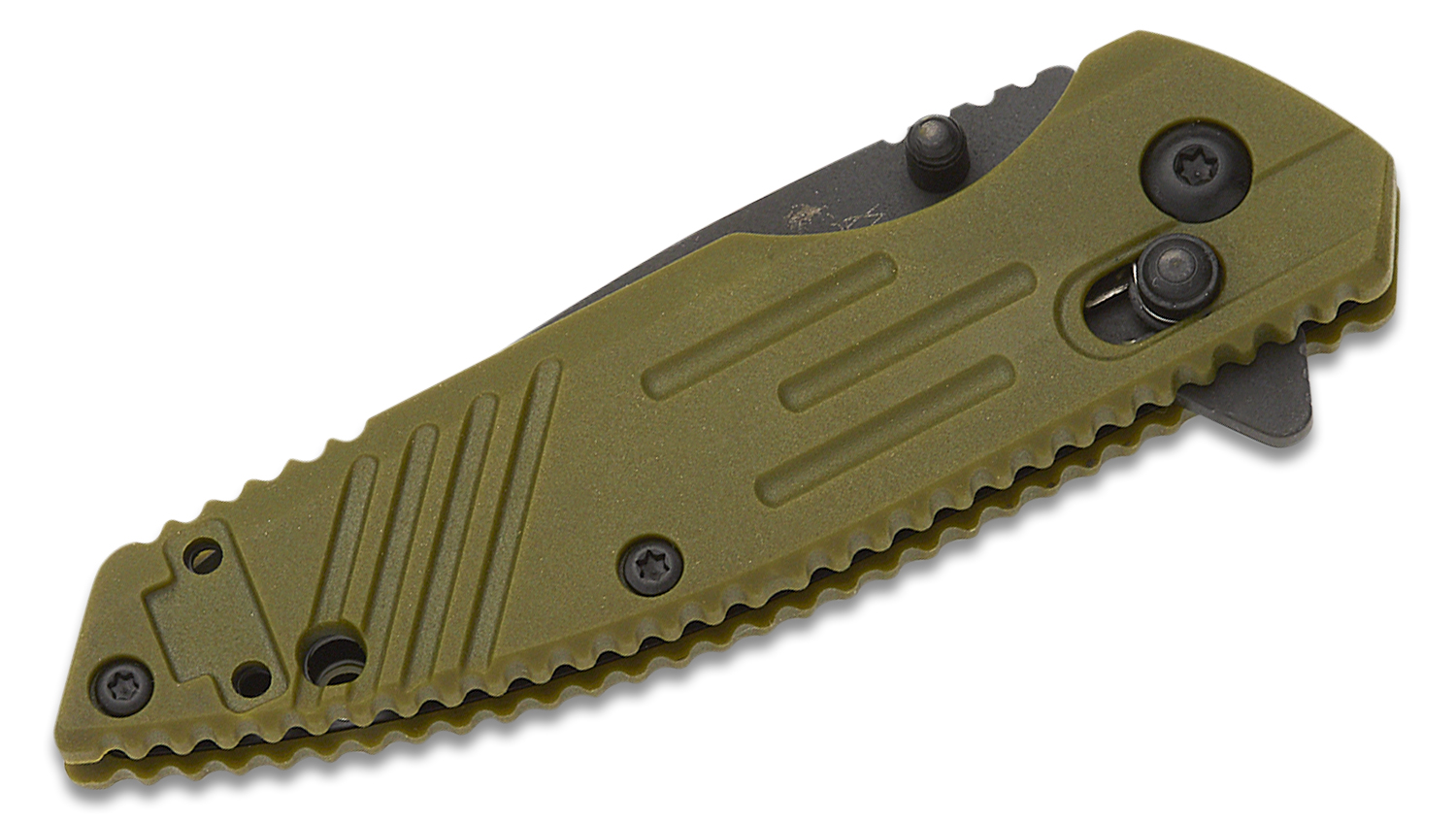 Bear OPS Mini Rancor IX Slide Lock Flipper Knife 2.36" D2 Black Drop Point Blade, OD Green Zytel ...