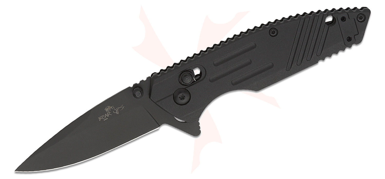 Bear OPS Rancor IX Slide Lock Flipper Knife 2.83" D2 Black Drop Point Blade, Black Zytel Handles ...