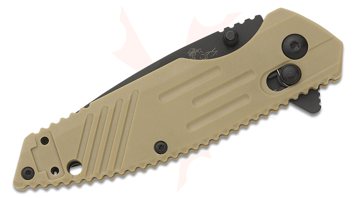 Bear OPS Rancor IX Slide Lock Flipper Knife 2.83" D2 Black Drop Point Blade, Desert Sand Zytel ...