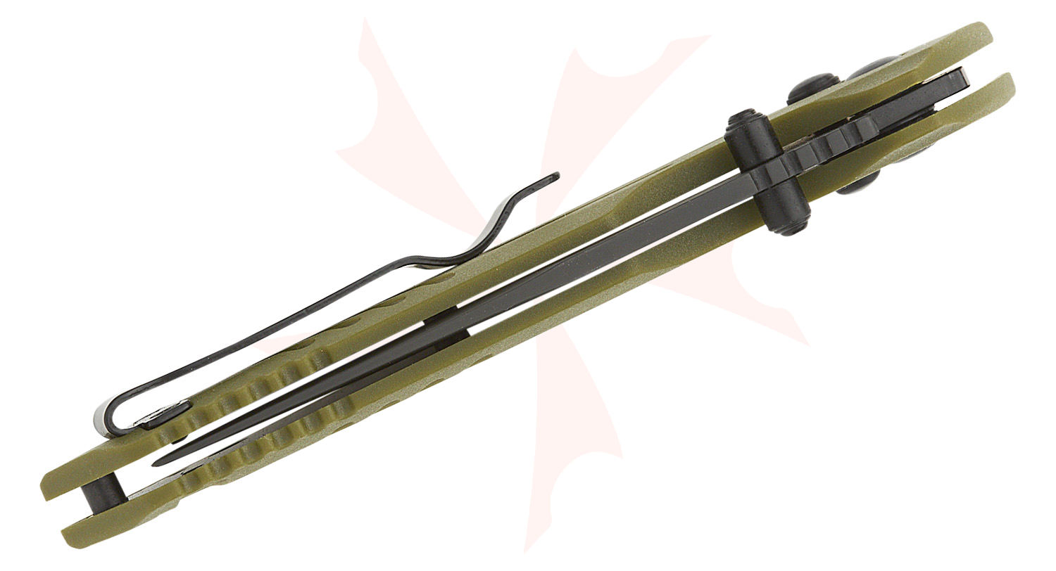 Bear OPS Rancor IX Slide Lock Flipper Knife 2.83" D2 Black Serrated Drop Point Blade, OD Green ...