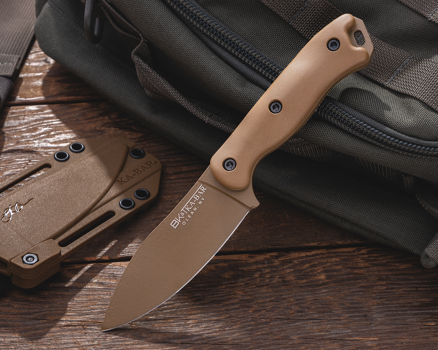 KA-BAR Becker BK19 Nessmuk Fixed Blade Knife 4.3125" 1095 Tan Nessmuk ...