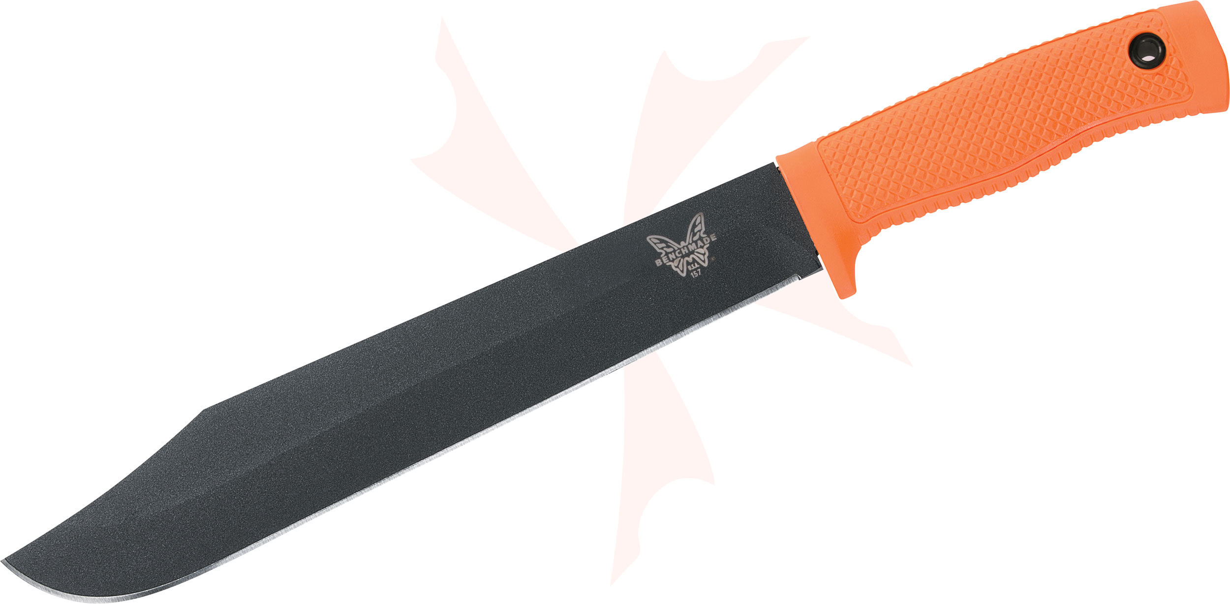 Benchmade Jungle Clip-Point Fixed 9.69" Black Blade, Orange Santoprene ...