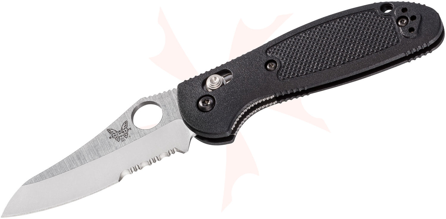 Benchmade Mini Griptilian Folding Knife 2.8" Satin Combo Blade, Black ...
