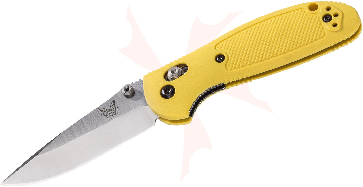 Benchmade Mini Griptilian Folding Knife 2.91" Satin Plain Blade, Yellow ...