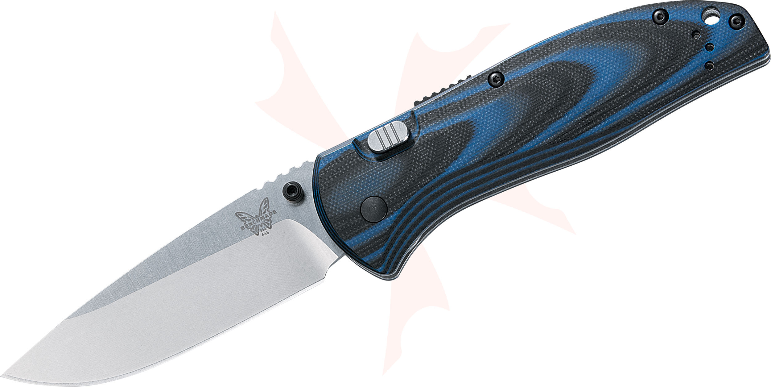 Benchmade 665 APB Assisted Folder 3.6" Satin Plain Blade, Blue and ...