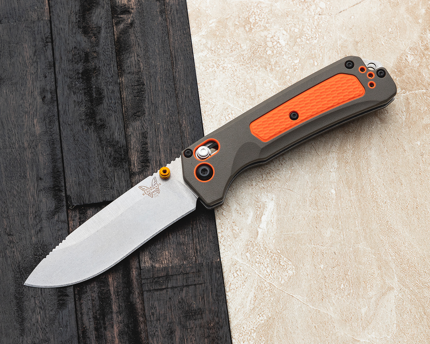 Benchmade Hunt Grizzly Ridge Folding Knife 3.5" S30V Satin Plain Blade ...