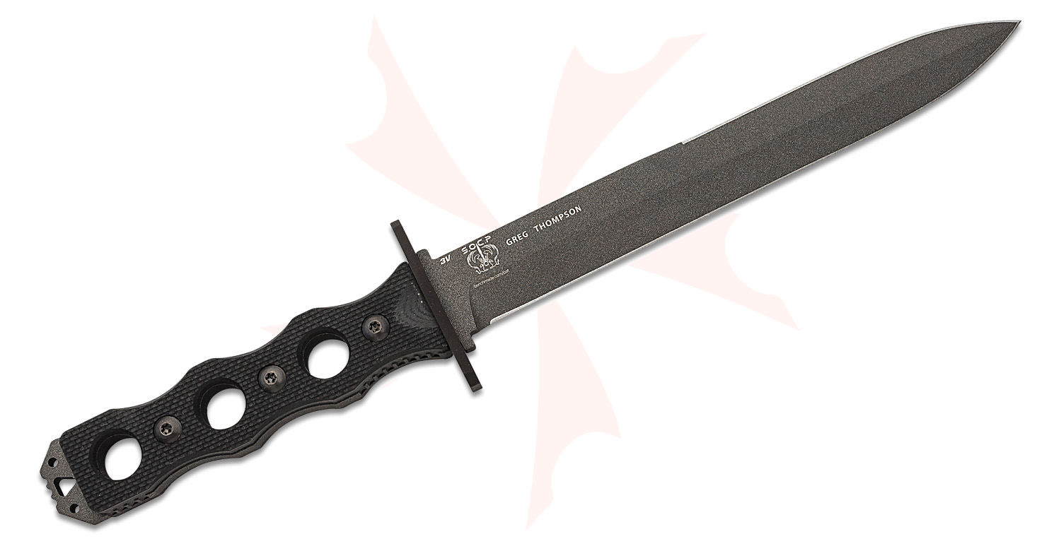 Benchmade 185BK SOCP Fixed Blade Knife 7.11" CPM-3V Black Double Edge ...