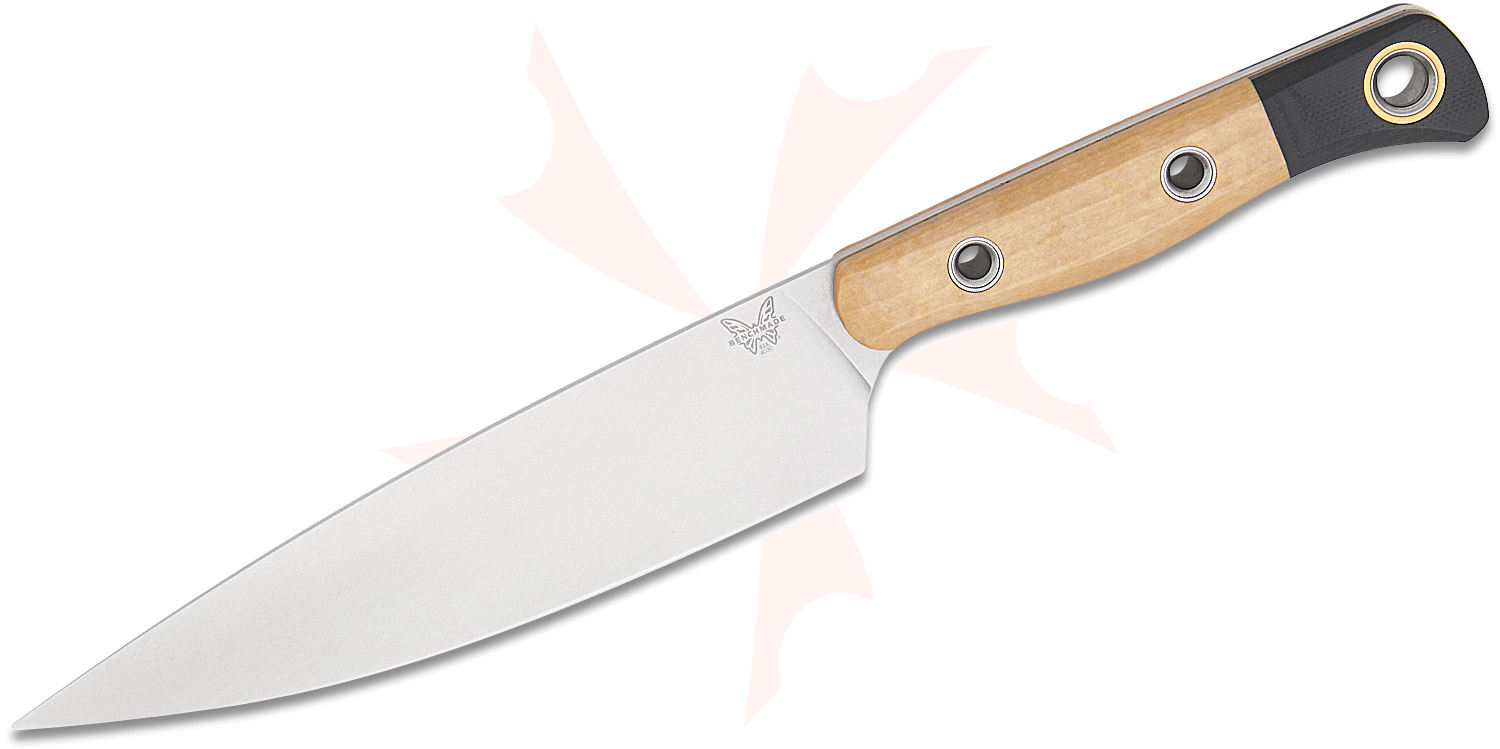 Benchmade 3 Piece Kitchen Knife Set, Stonewashed Blades, Tan Richlite ...