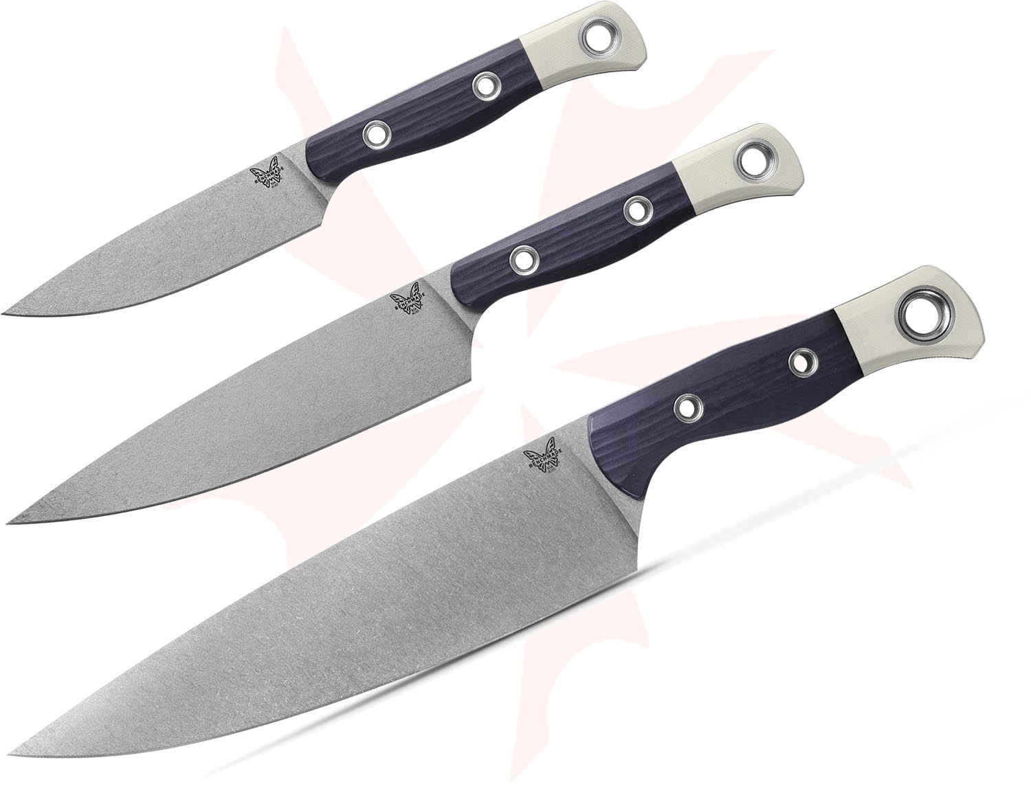 Benchmade 3 Piece Kitchen Knife Set, Stonewashed Blades, Blue Canyon ...