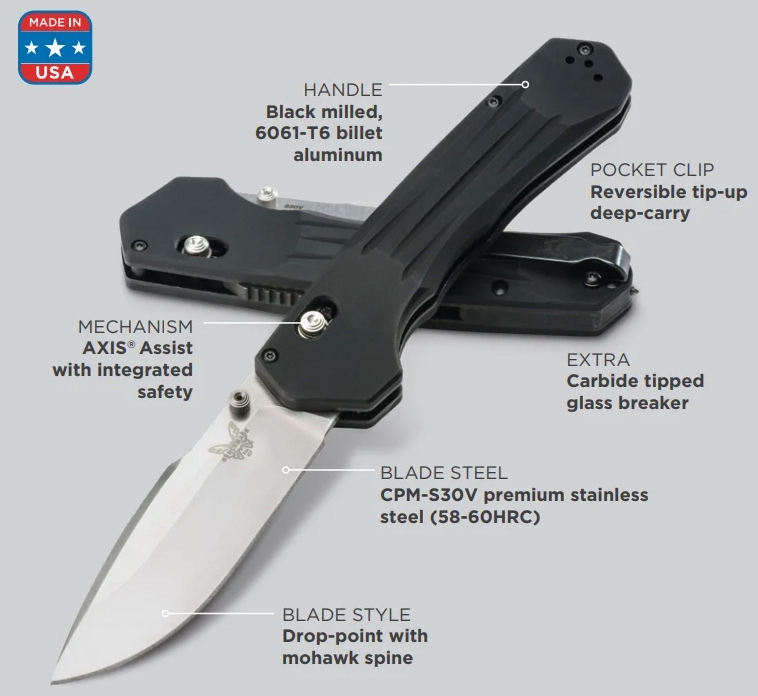 Benchmade 407 Vallation AXIS-Assist Folding Knife 3.70" CPM-S30V ...