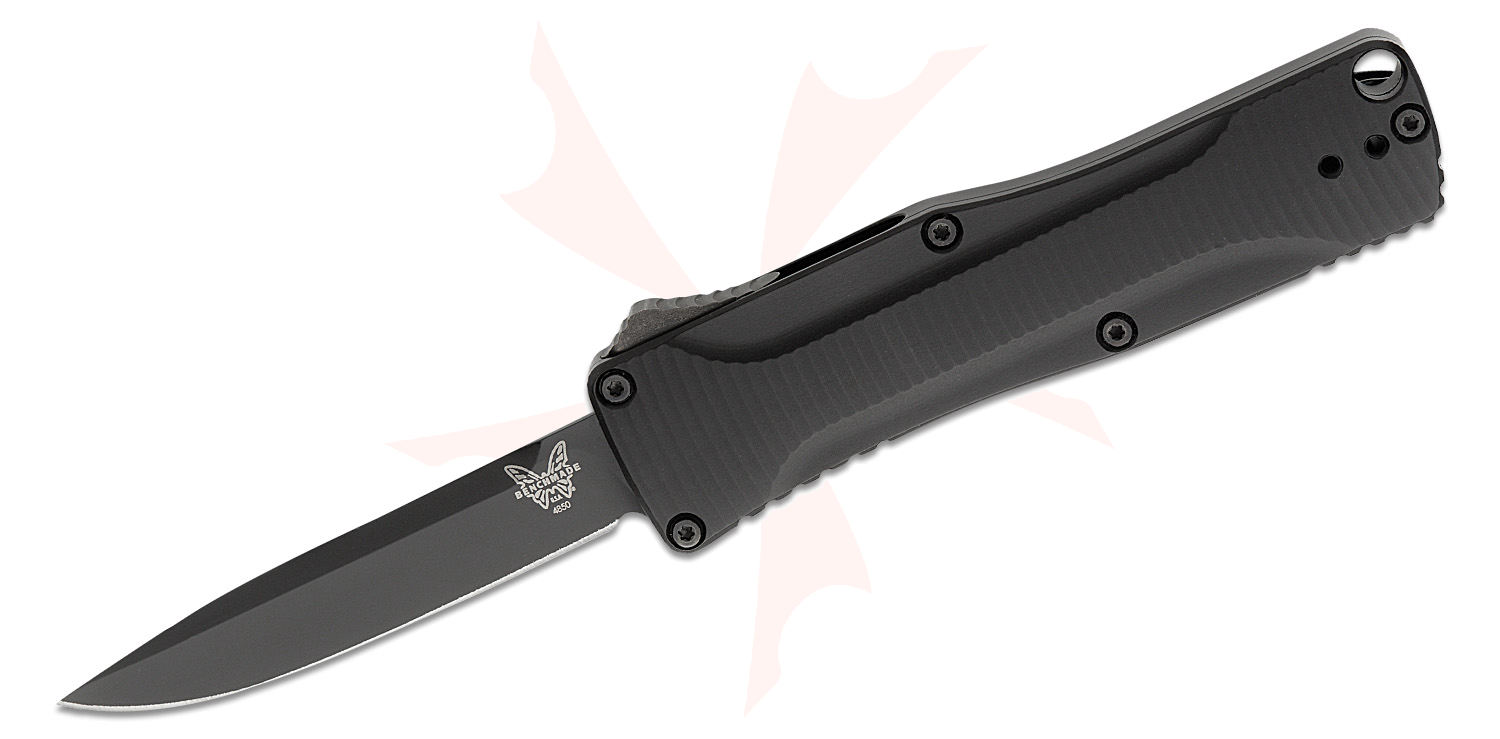 Benchmade 4850BK Om OTF AUTO Knife 2.475" S30V Black DLC Clip Point ...