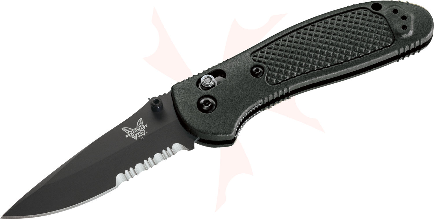Benchmade 551SBK Griptilian Folding Knife 3.45" Black Drop Point Combo ...