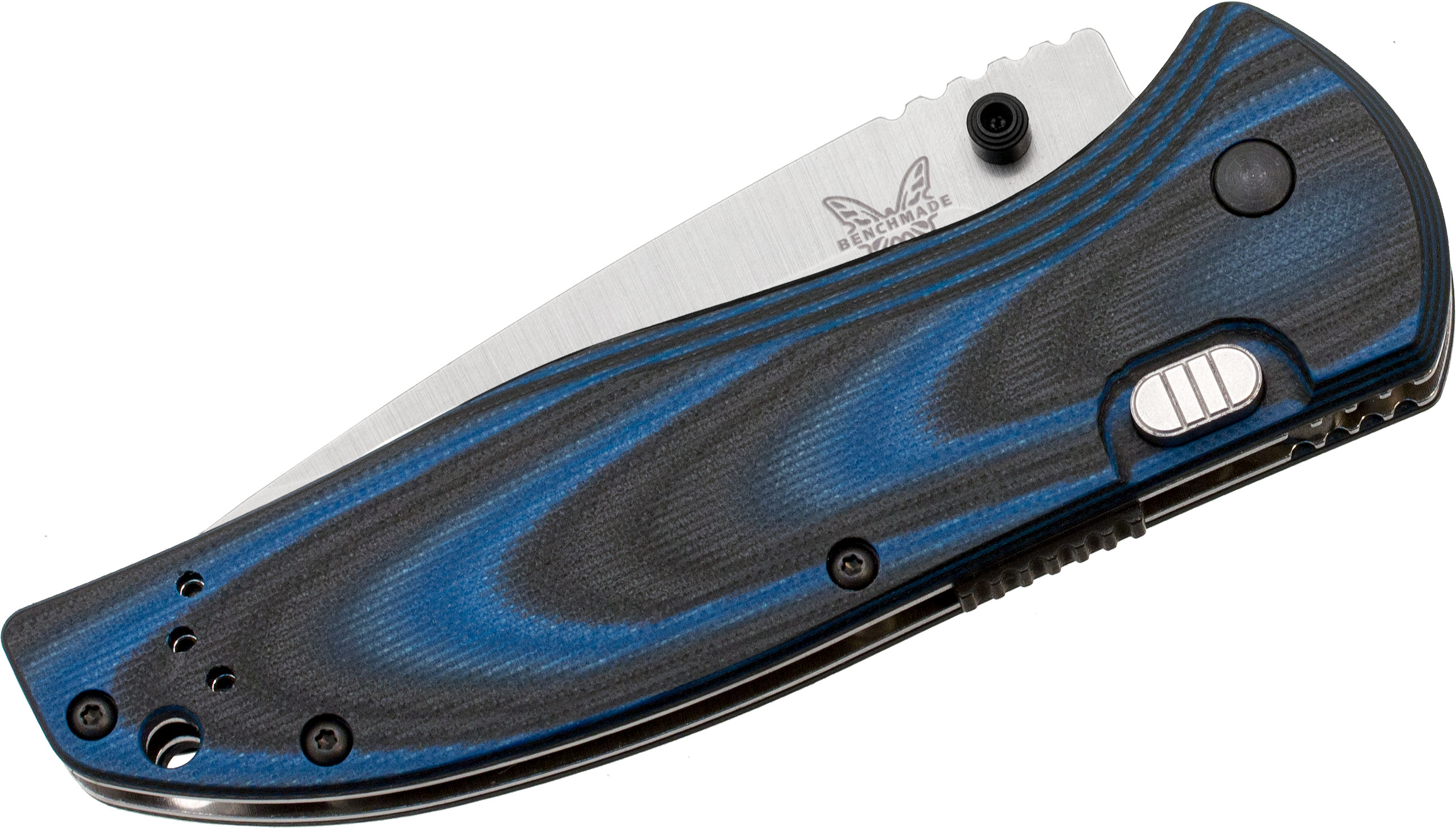 Benchmade 665 APB Assisted Folder 3.6" Satin Plain Blade, Blue and ...