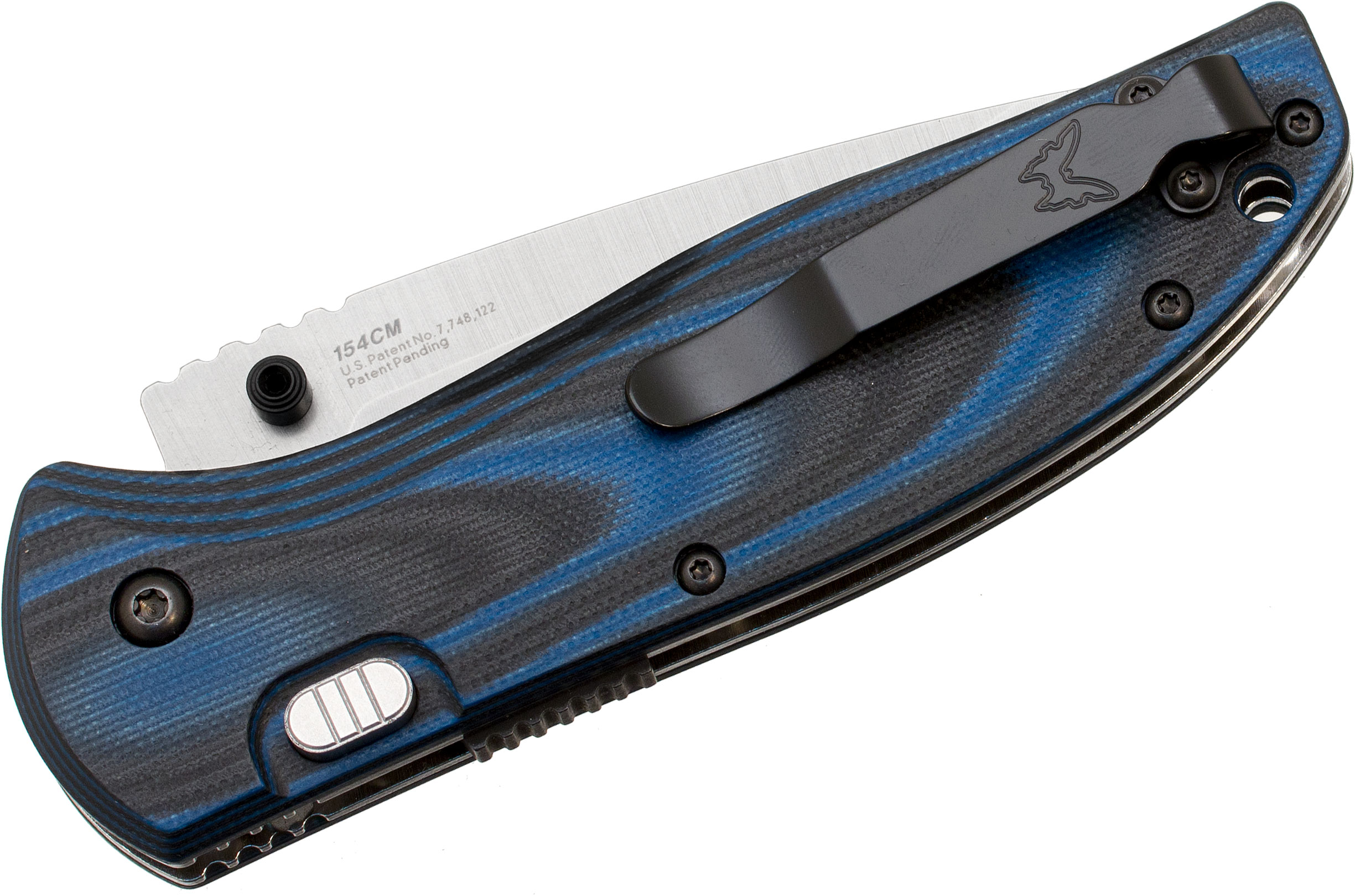 Benchmade 665 APB Assisted Folder 3.6" Satin Plain Blade, Blue and ...