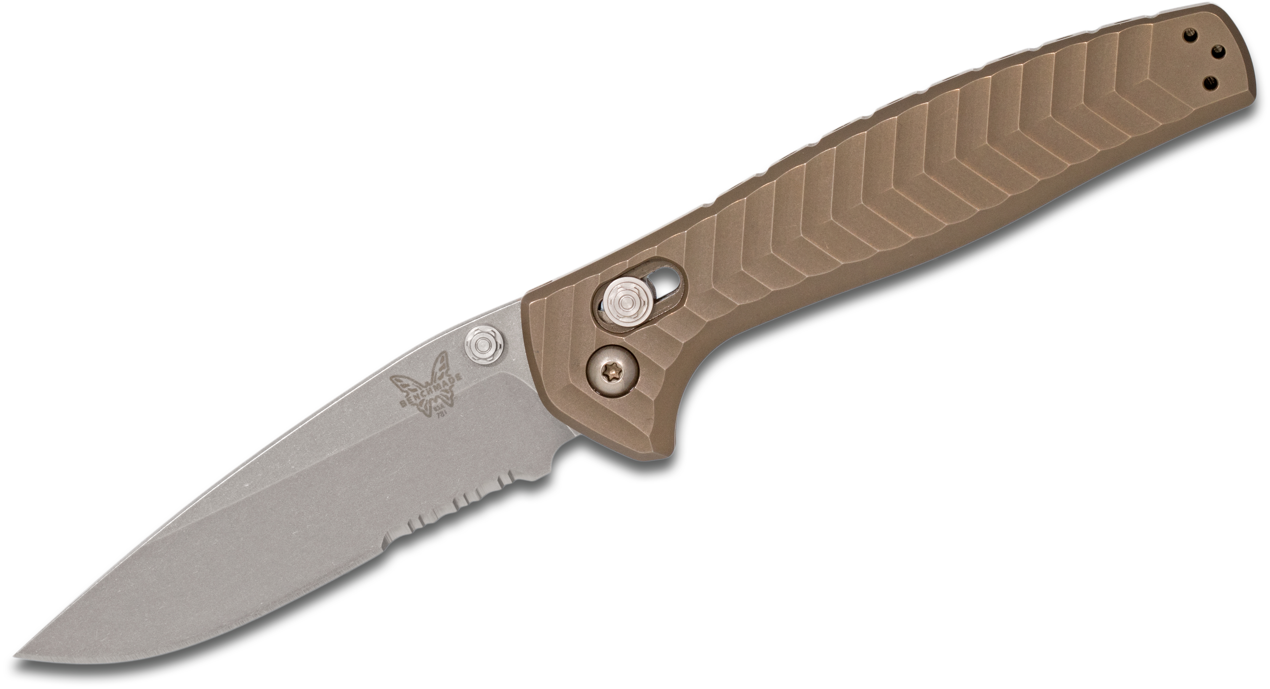 Benchmade Anthem Folding Knife 3.5" Satin CPM-20CV Combo Blade, Bronze ...