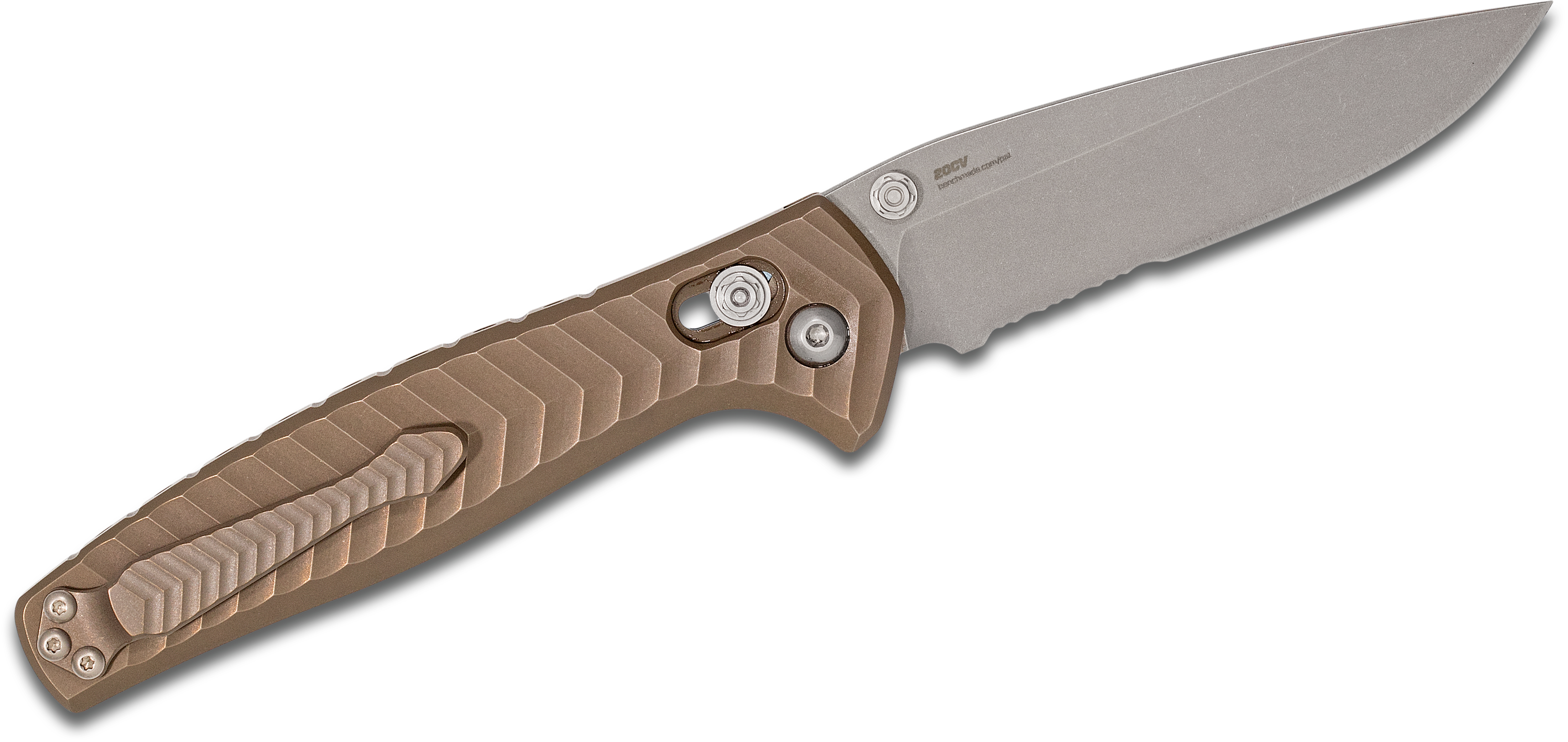 Benchmade Anthem Folding Knife 3.5" Satin CPM-20CV Combo Blade, Bronze ...