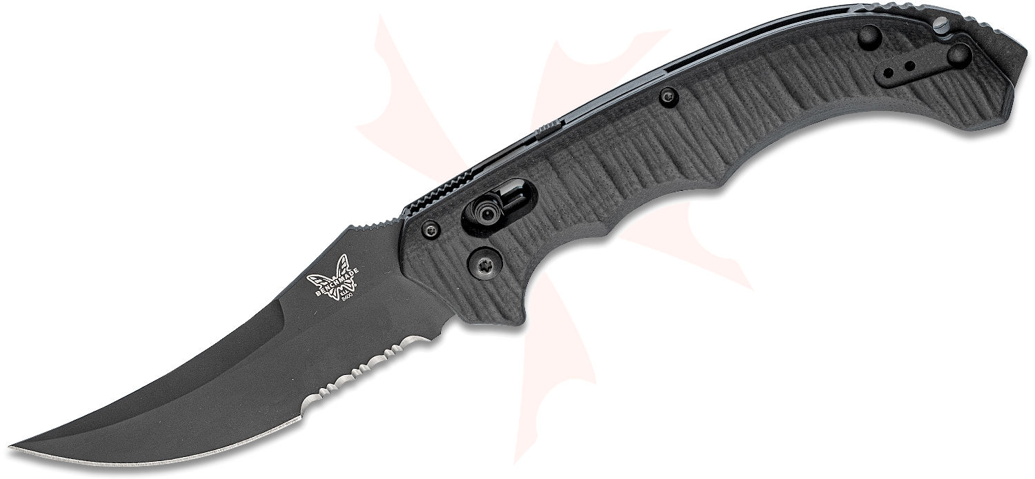 Benchmade 8600SBK Bedlam AUTO-AXIS 4" Black Combo Blade, G10 Handles ...