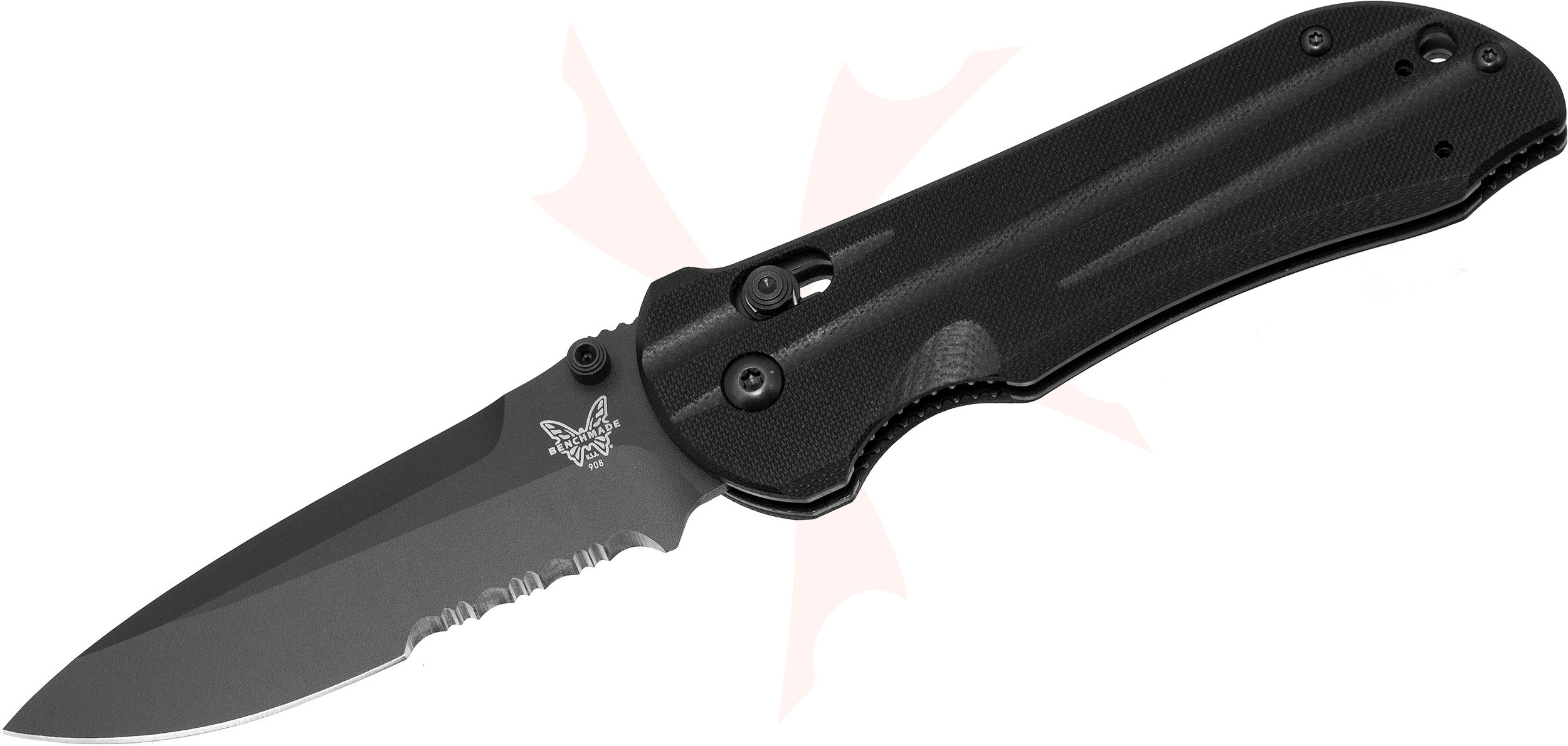 Benchmade 908SBK AXIS Stryker Folding Knife 3.57" Black Combo Blade ...