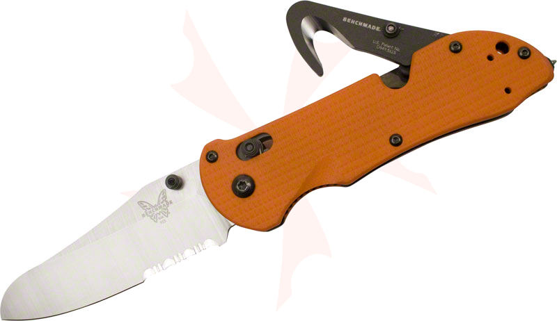 Benchmade 915S-ORG Triage Rescue Knife 3.5" Satin Combo Blade, Orange ...