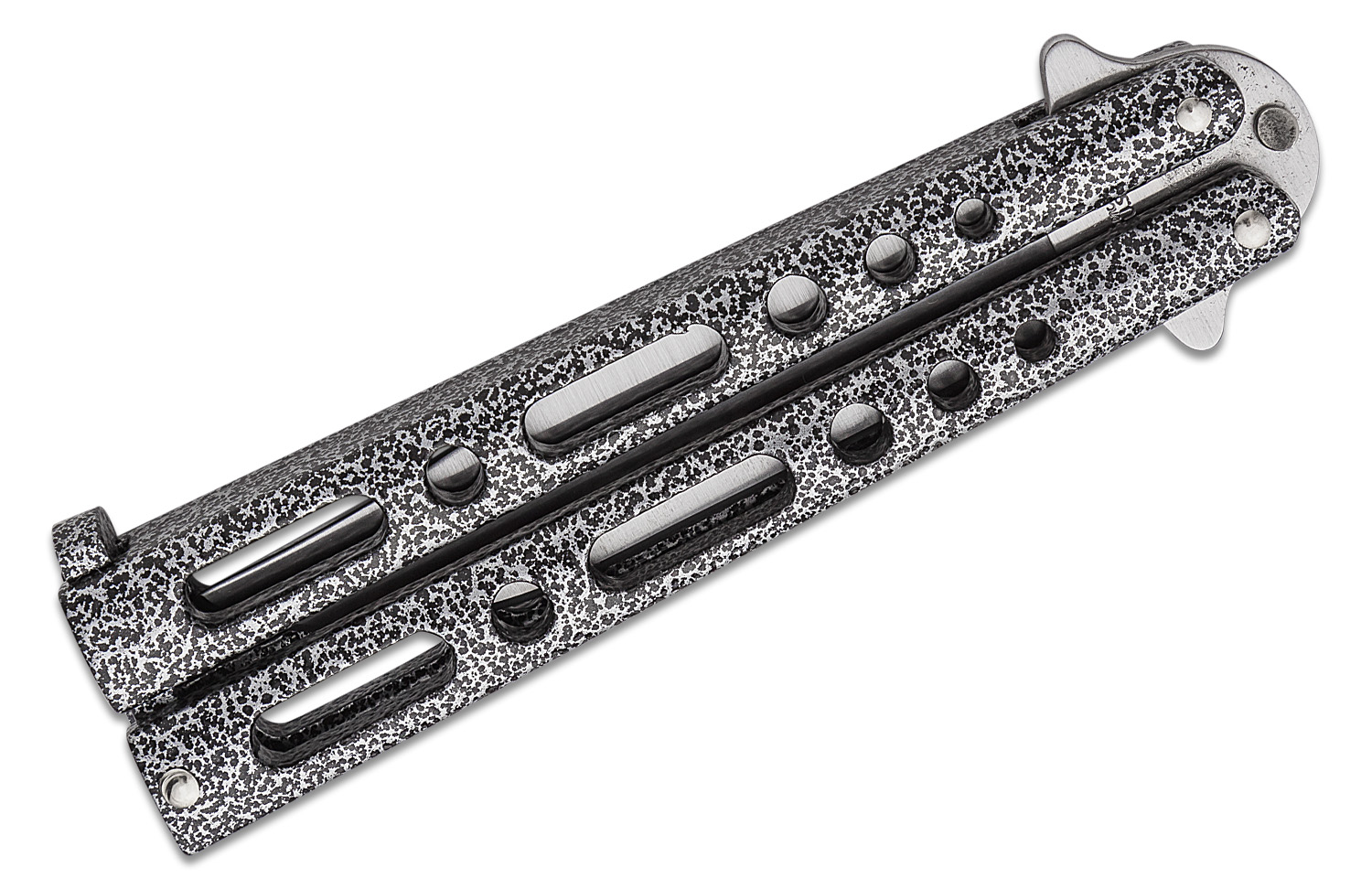 Benchmark Balisong Butterfly Knife 4" Clip Point Blade, Silver Vein ...