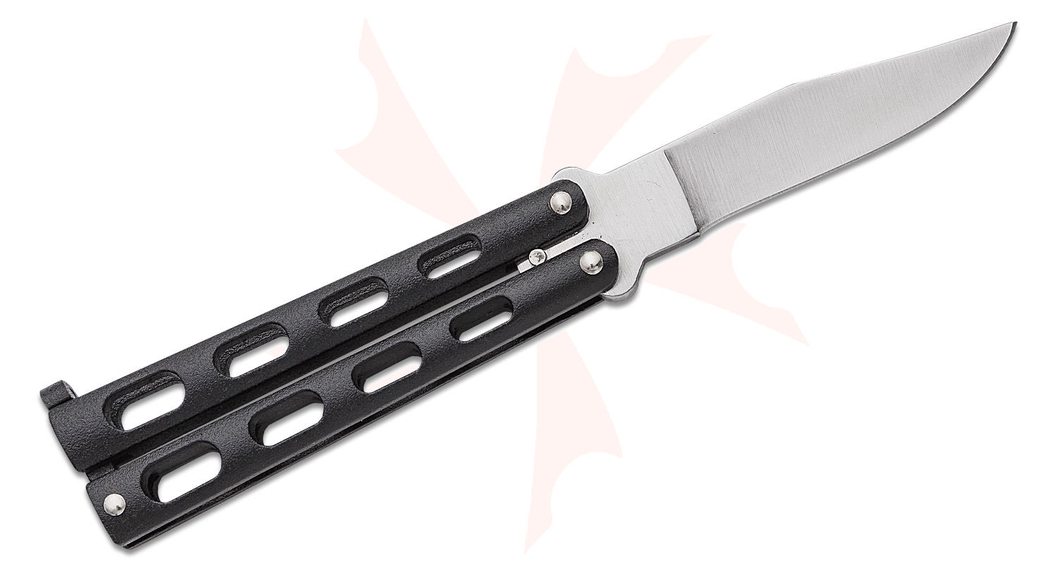 Benchmark Balisong Butterfly Knife 3.38" Clip Point Blade, Black ...