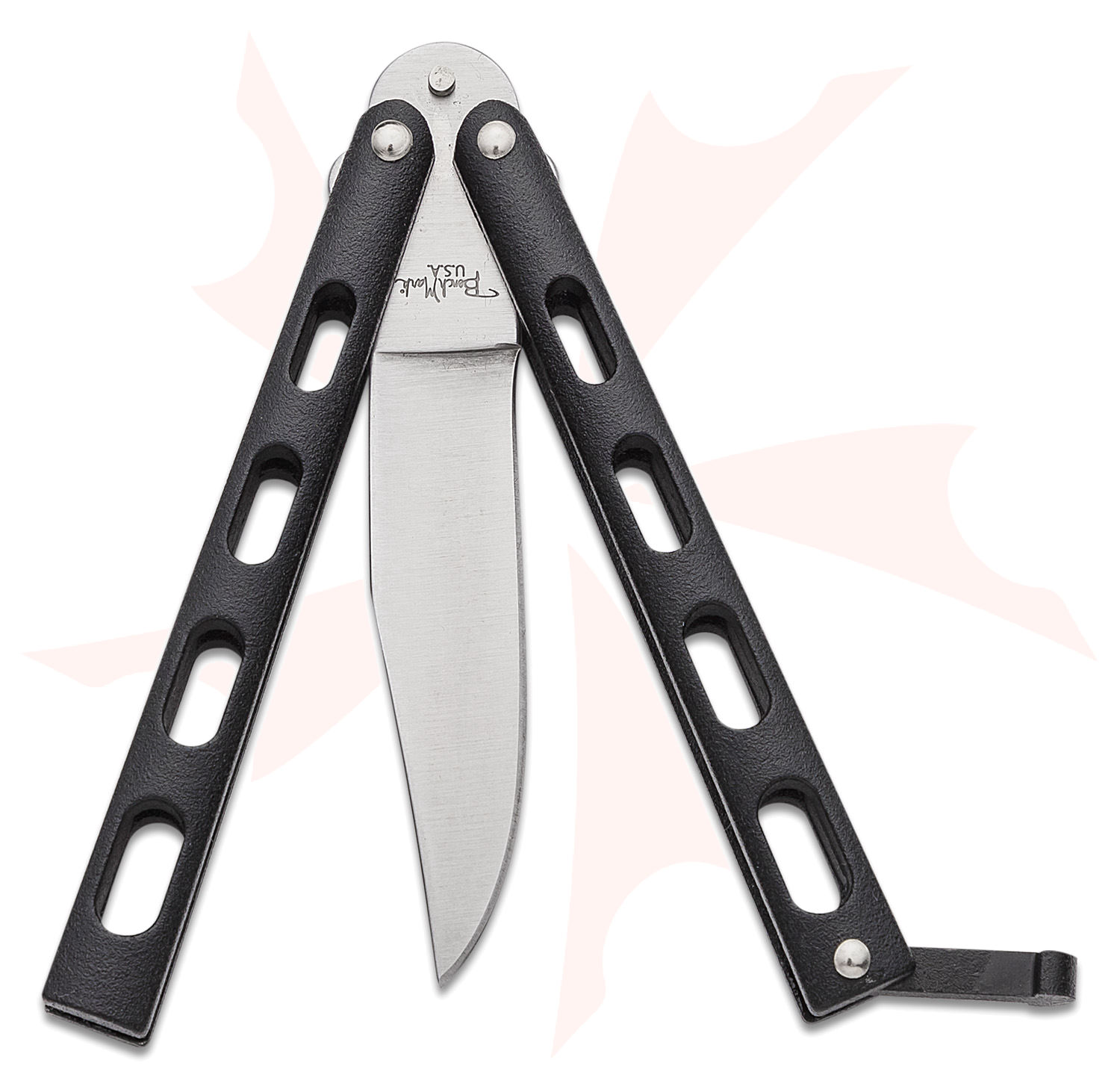 Benchmark Balisong Butterfly Knife 3.38" Clip Point Blade, Black ...