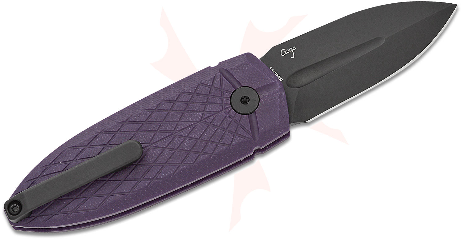 Bestech Knives Ququ Button Lock Folding Knife 2.2" 14C28N Black DLC ...