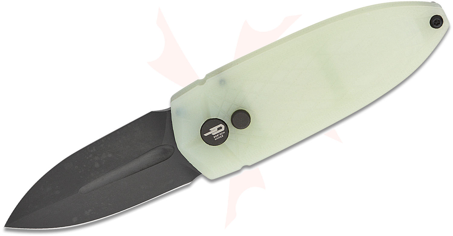 Bestech Knives Ququ Button Lock Folding Knife 2.2" 14C28N Black DLC ...