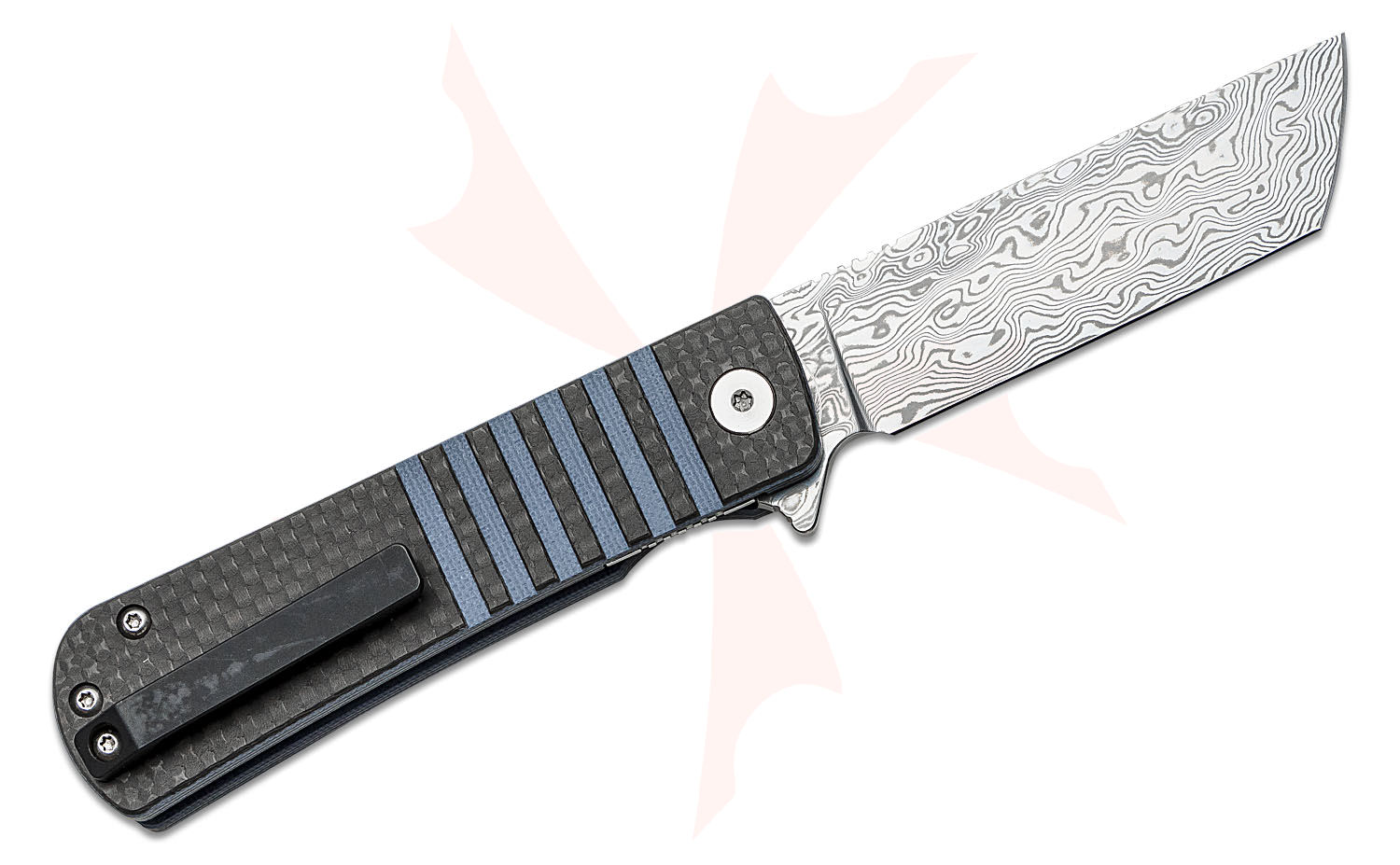 Bestech Knives Titan Flipper Knife 2.96" Damascus Tanto Blade ...