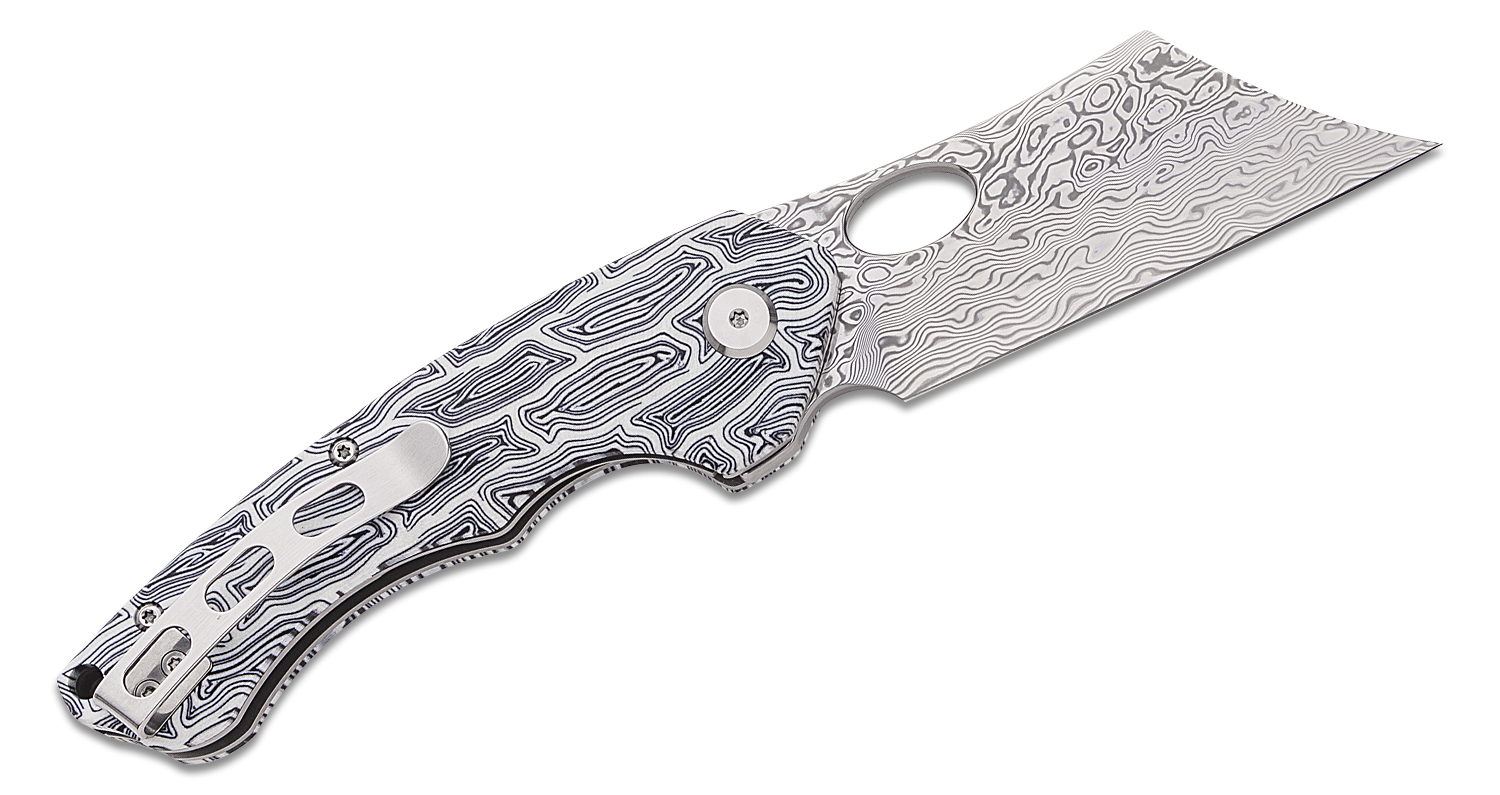Bestech Knives Skirmish Flipper Knife 3.23" Damascus Modified Cleaver ...