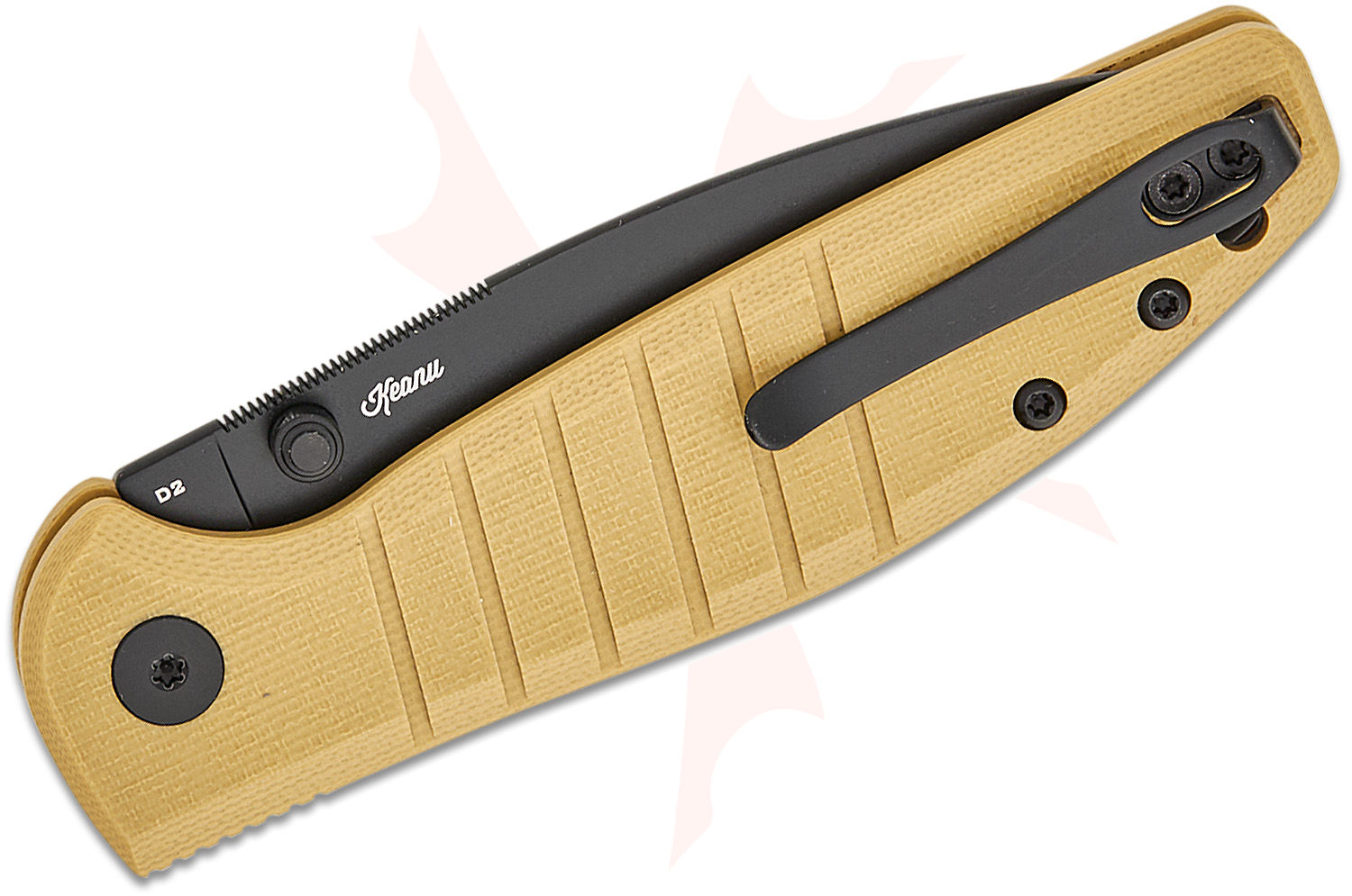 Bestechman Keanu Goodboy Jr. Button Lock Folding Knife 3" D2 Black PVD ...