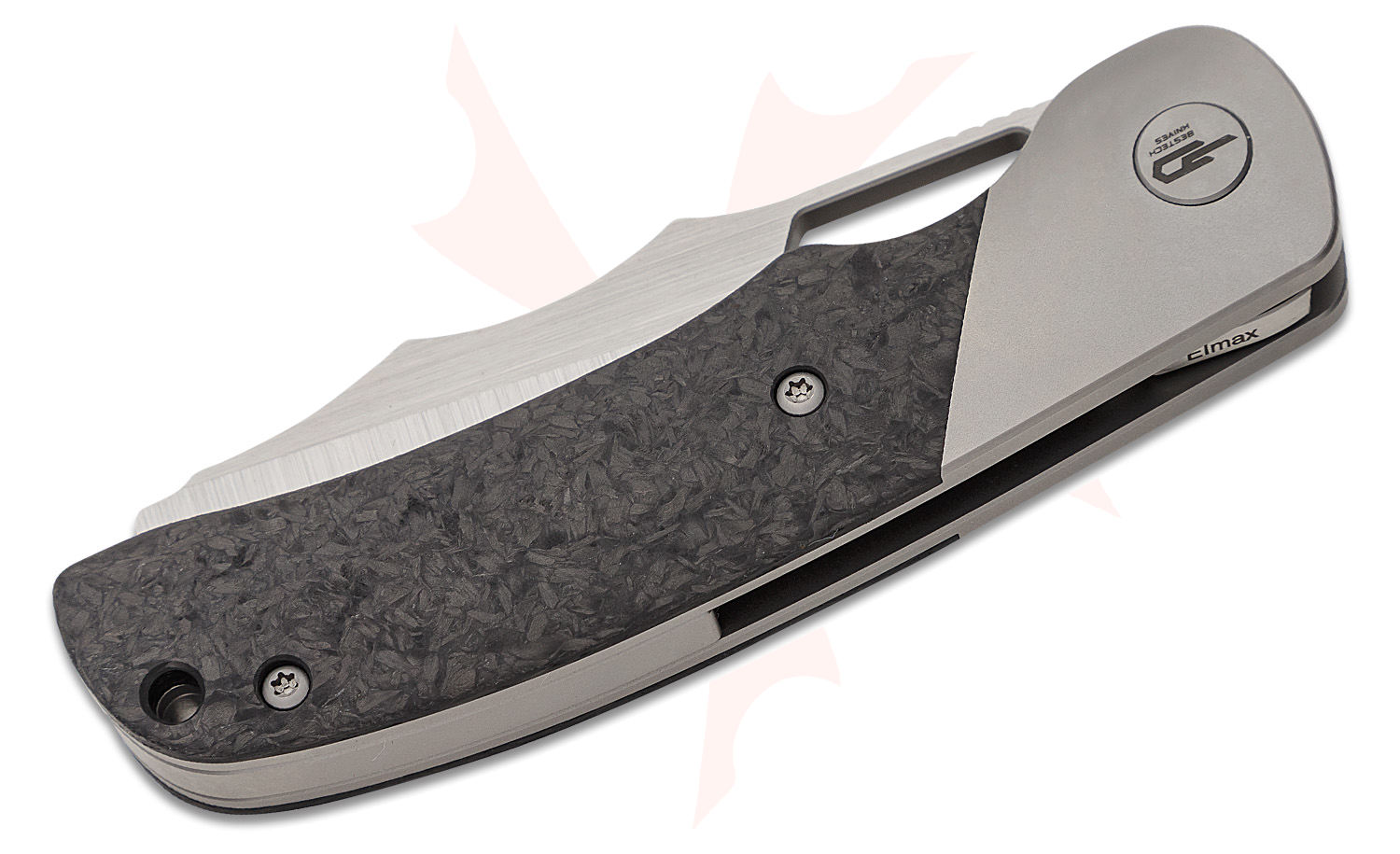 Bestech Knives Syn Frame Lock Folding Knife 3.57" Elmax Two-Tone Satin Cleaver Blade, Marble ...