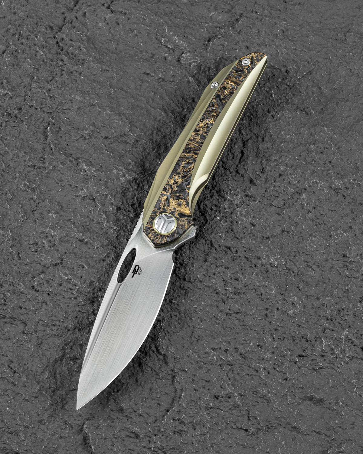 Bestech Knives Senu Frame Lock Flipper Knife 3.48" S90V Hand Rubbed ...
