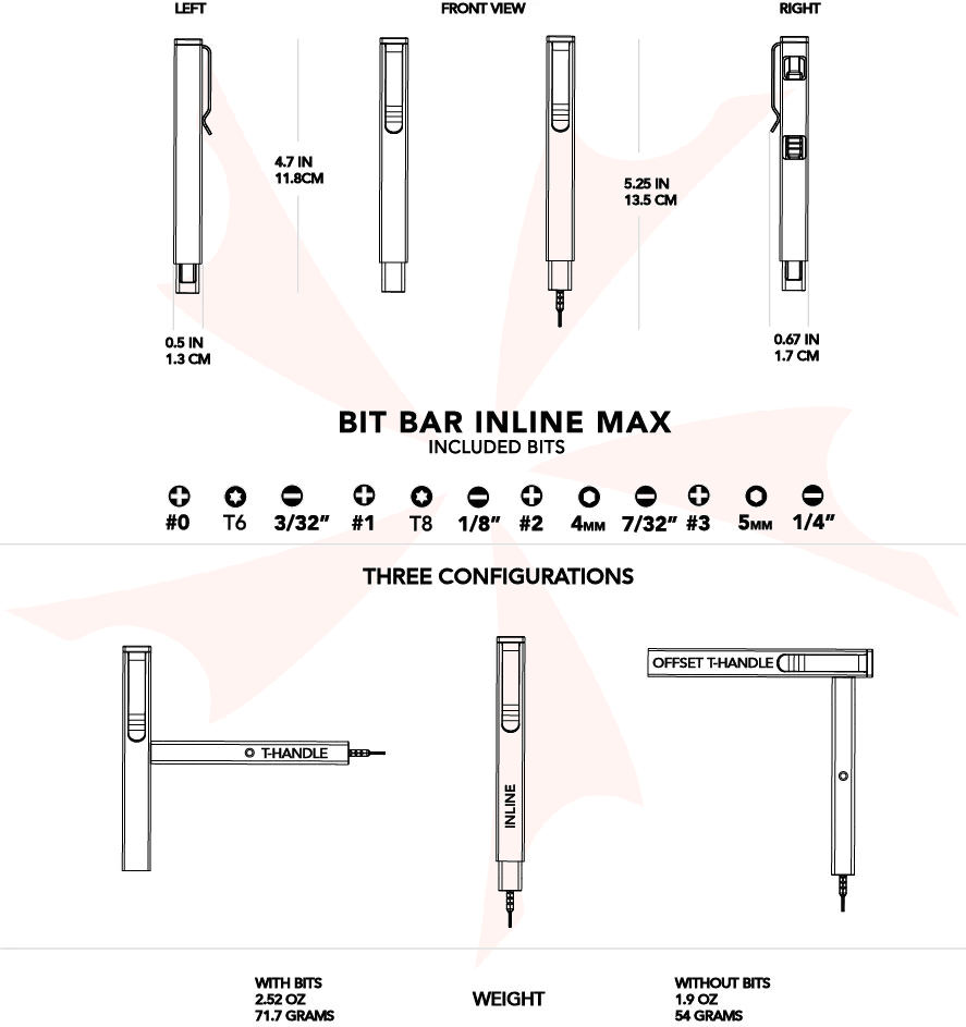 BIGiDESIGN Bit Bar Inline MAX Titanium Screwdriver, 4.7" Closed ...
