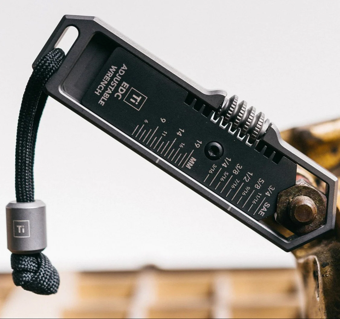 BIGiDESIGN Ti EDC Adjustable Titanium Wrench, 3.85" Overall, Titanium ...