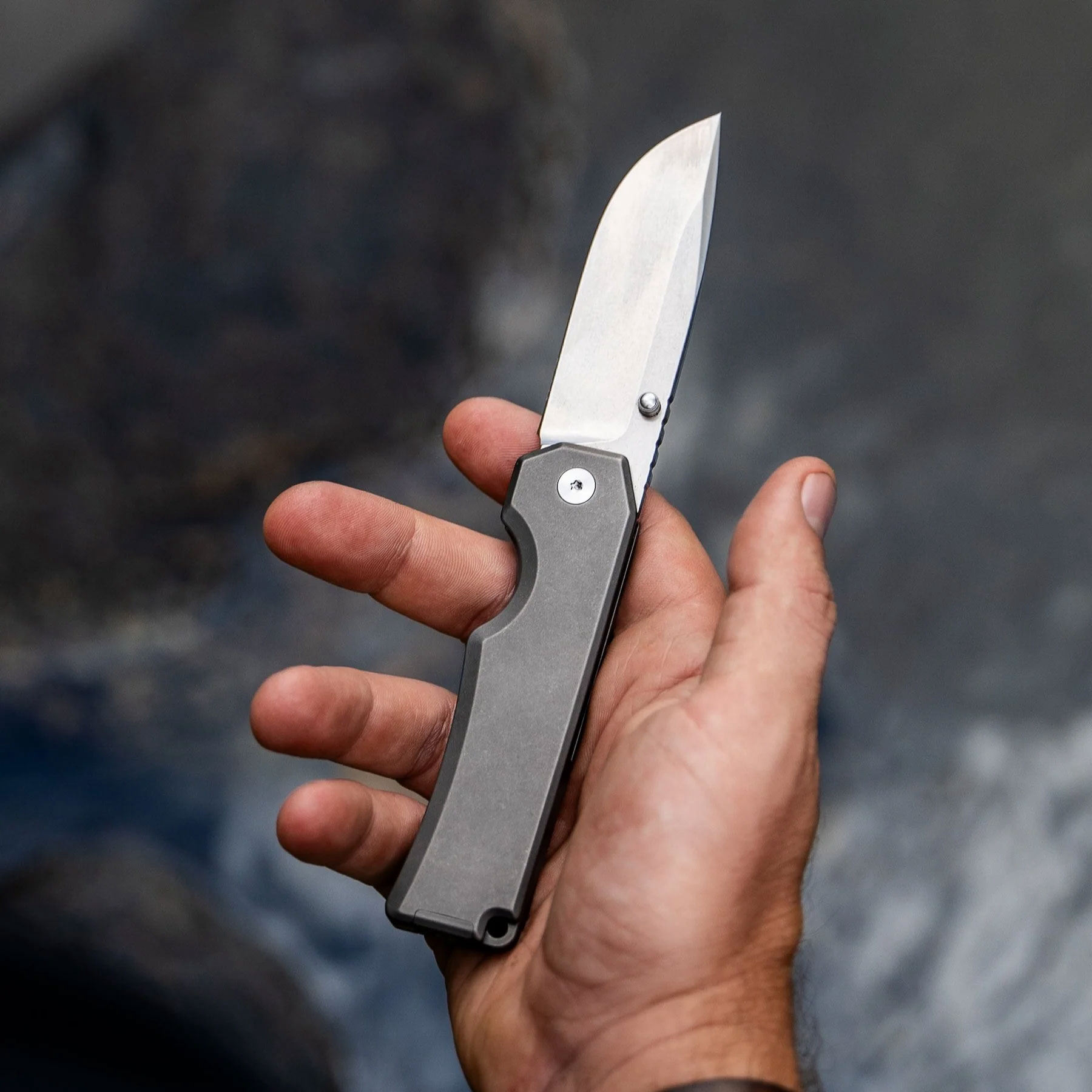 BIGiDESIGN Ti Pocket II Frame Lock Flipper Knife 3.25" M390 Stonewashed ...