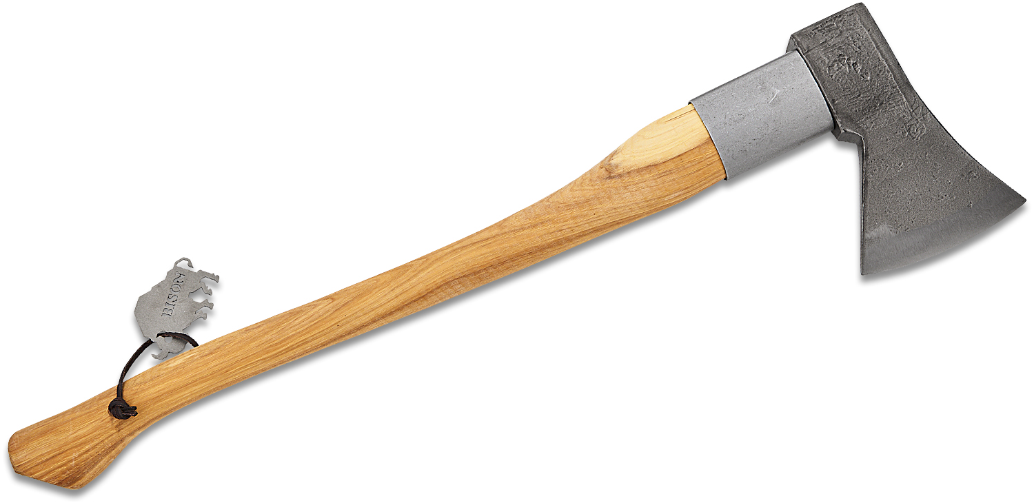 Bison 1879 Hand Forged Universal Axe, 29" Overall, Hickory Handle, Leather Sheath - KnifeCenter ...