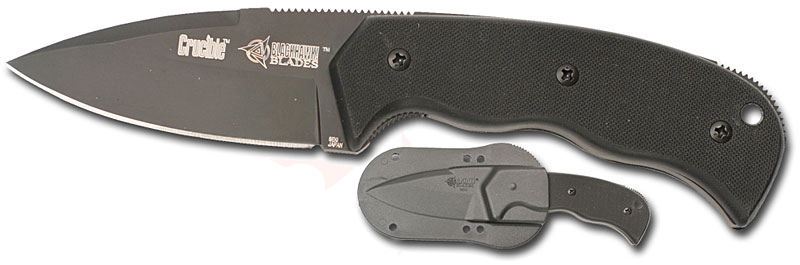BLACKHAWK! Crucible FX Black Fixed Plain Edge w/ G-10 Handle & Sheath ...