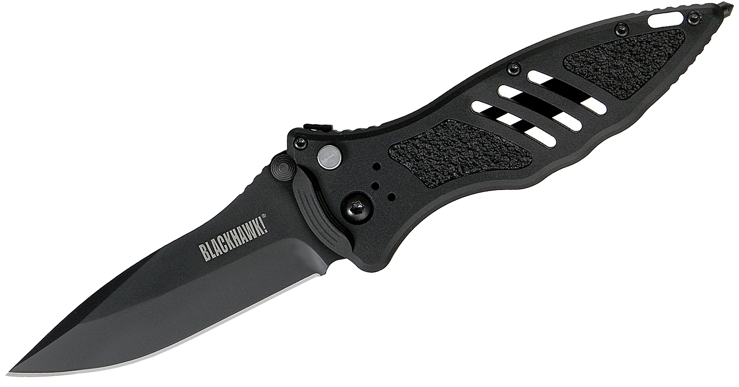 BLACKHAWK! CQD Small Folding Knife 3.25" D2 Black Drop Point Blade ...