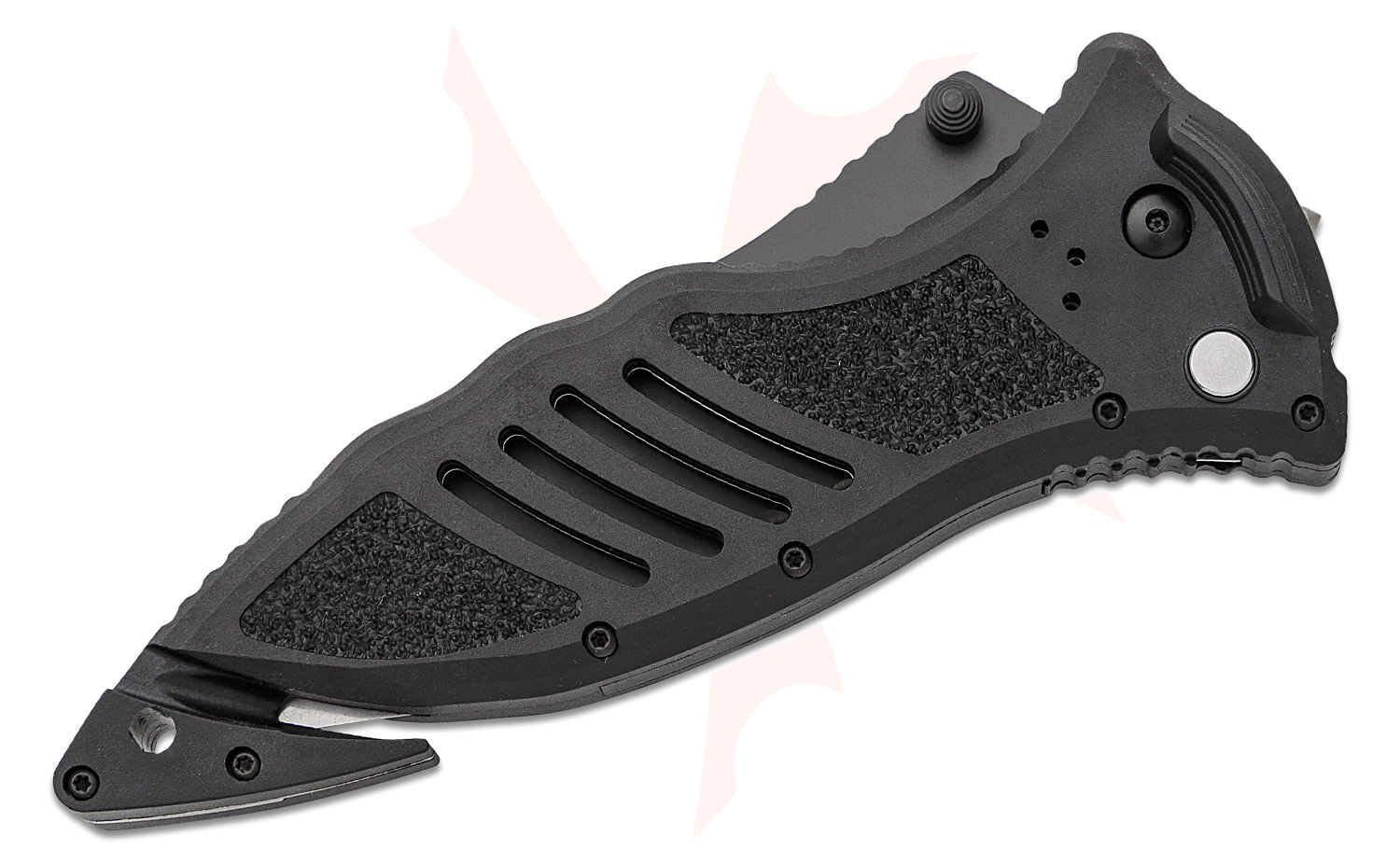 BLACKHAWK! CQD Large Folding Knife 3.75" D2 Black Combo Drop Point ...