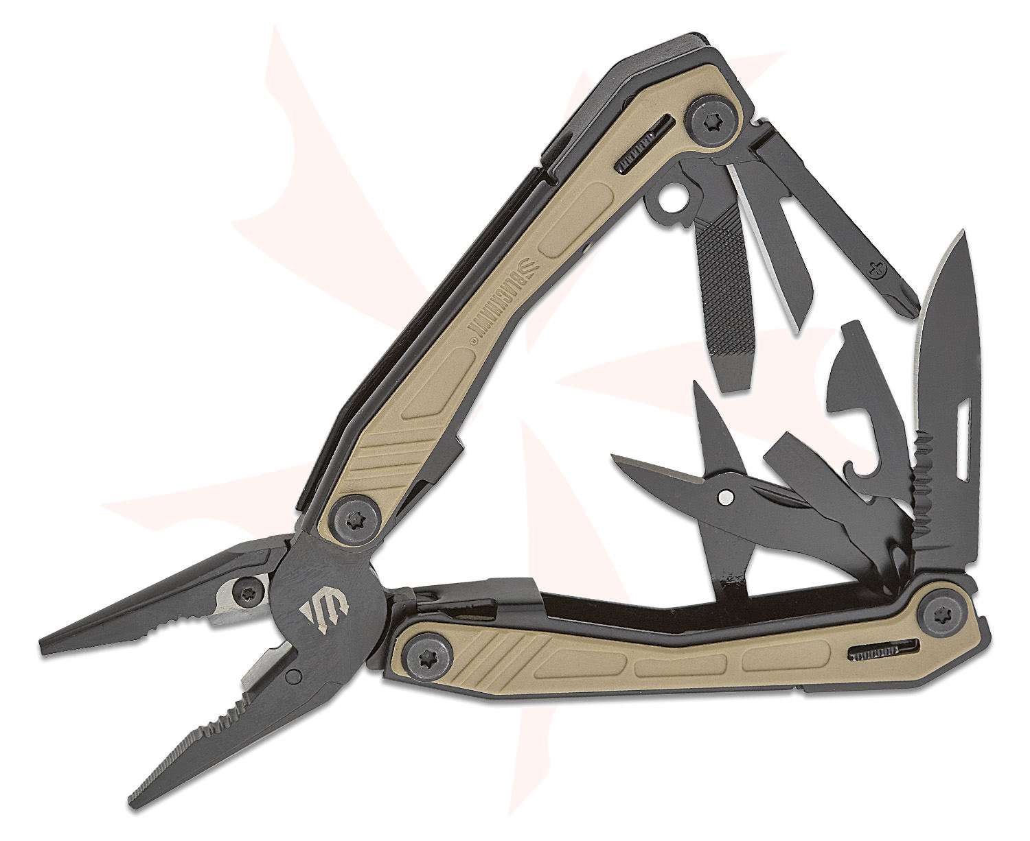 BLACKHAWK! EDC Multi-Tool 4.13" Closed, Black Stainless Steel with Tan ...