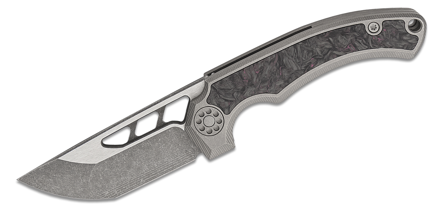 Blaurock Blades BRB4 V1 Flipper Knife 3.25" RWL-34 Acid Washed Two-Tone ...