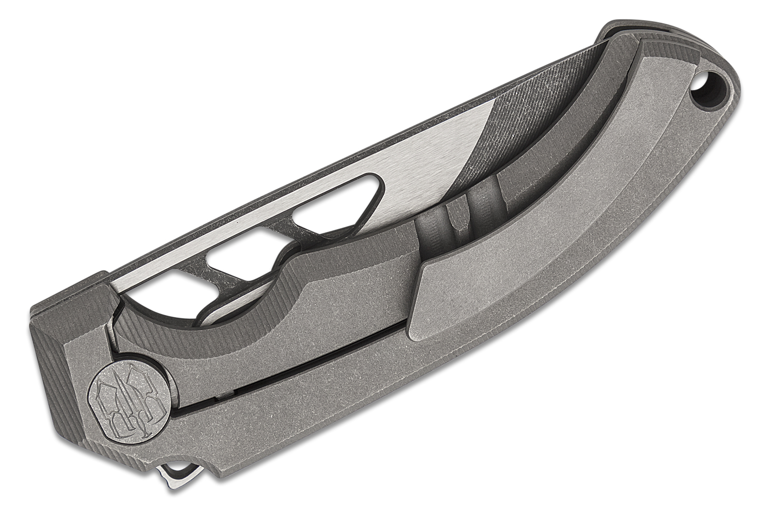 Blaurock Blades BRB4 V1 Flipper Knife 3.25" RWL-34 Acid Washed Two-Tone ...