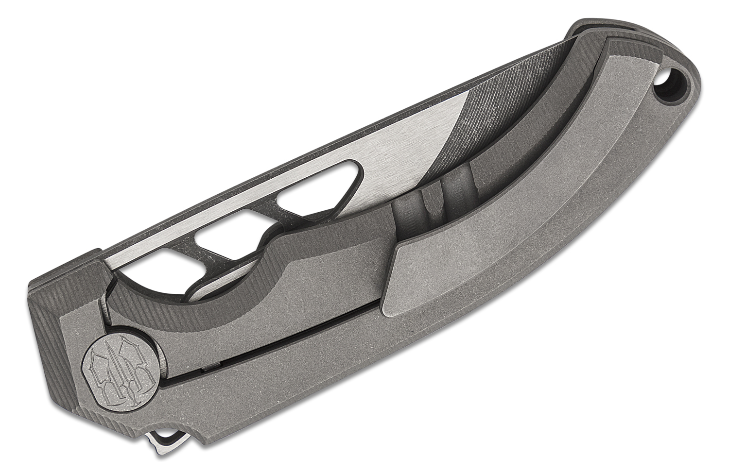 Blaurock Blades BRB4 V1 Flipper Knife 3.25" RWL-34 Acid Washed Two-Tone ...