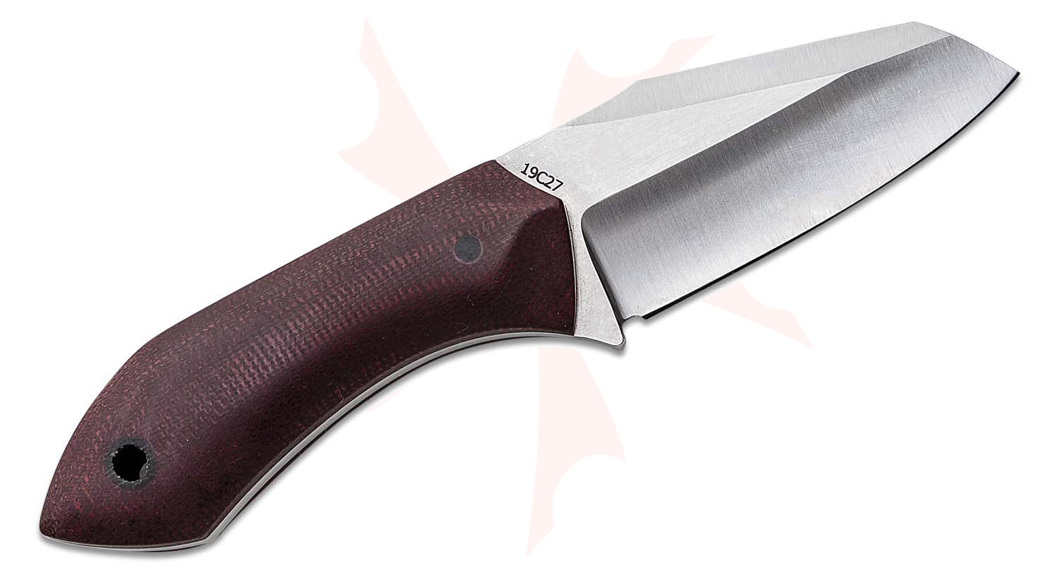 Boatright Bladeworks Custom Moraine Fixed Blade Knife 2.25" 19C27 Satin Wharncliffe, Burgundy ...